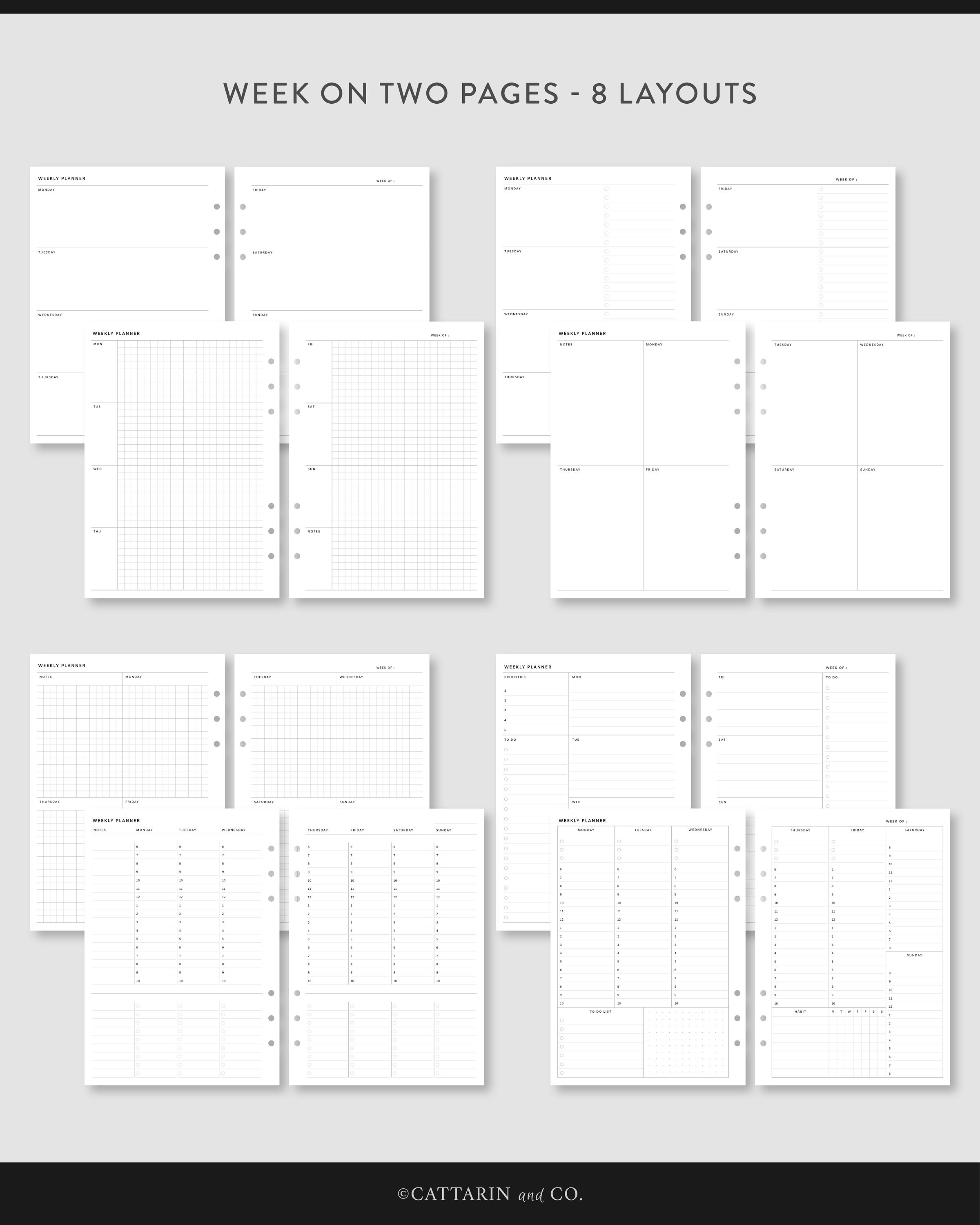 A5, Undated Planner Bundle | Printable Planner Kit | Yearly, Monthly ...