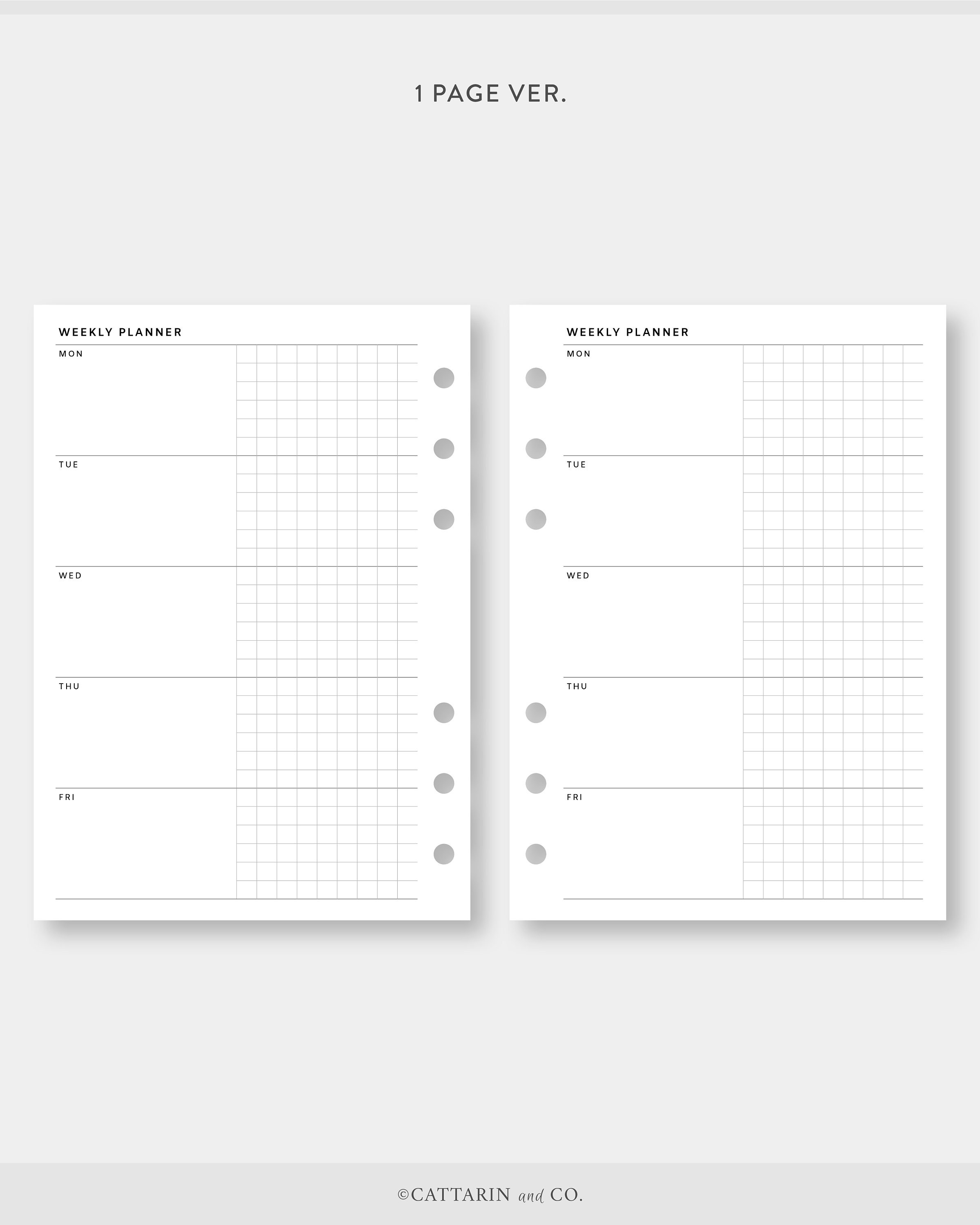 A6, Weekly Planner Printable Monday Friday Grid Layout - Etsy