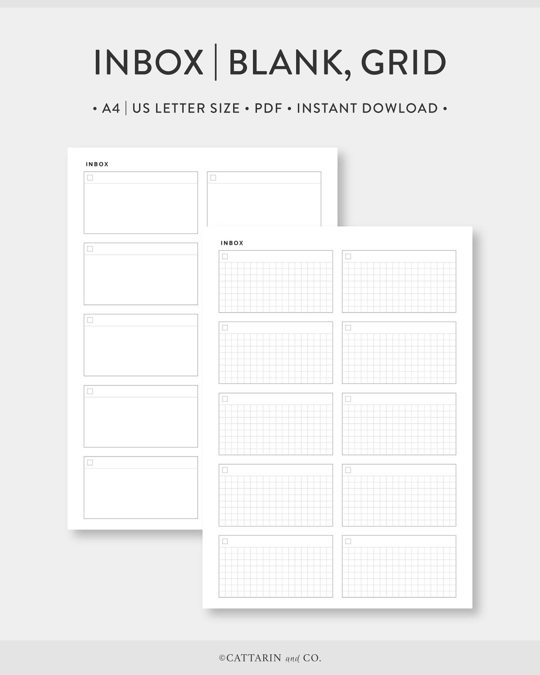 A4 | US Letter, Inbox Dashboard Printable | Blank, Grid Layout | Inbox ...