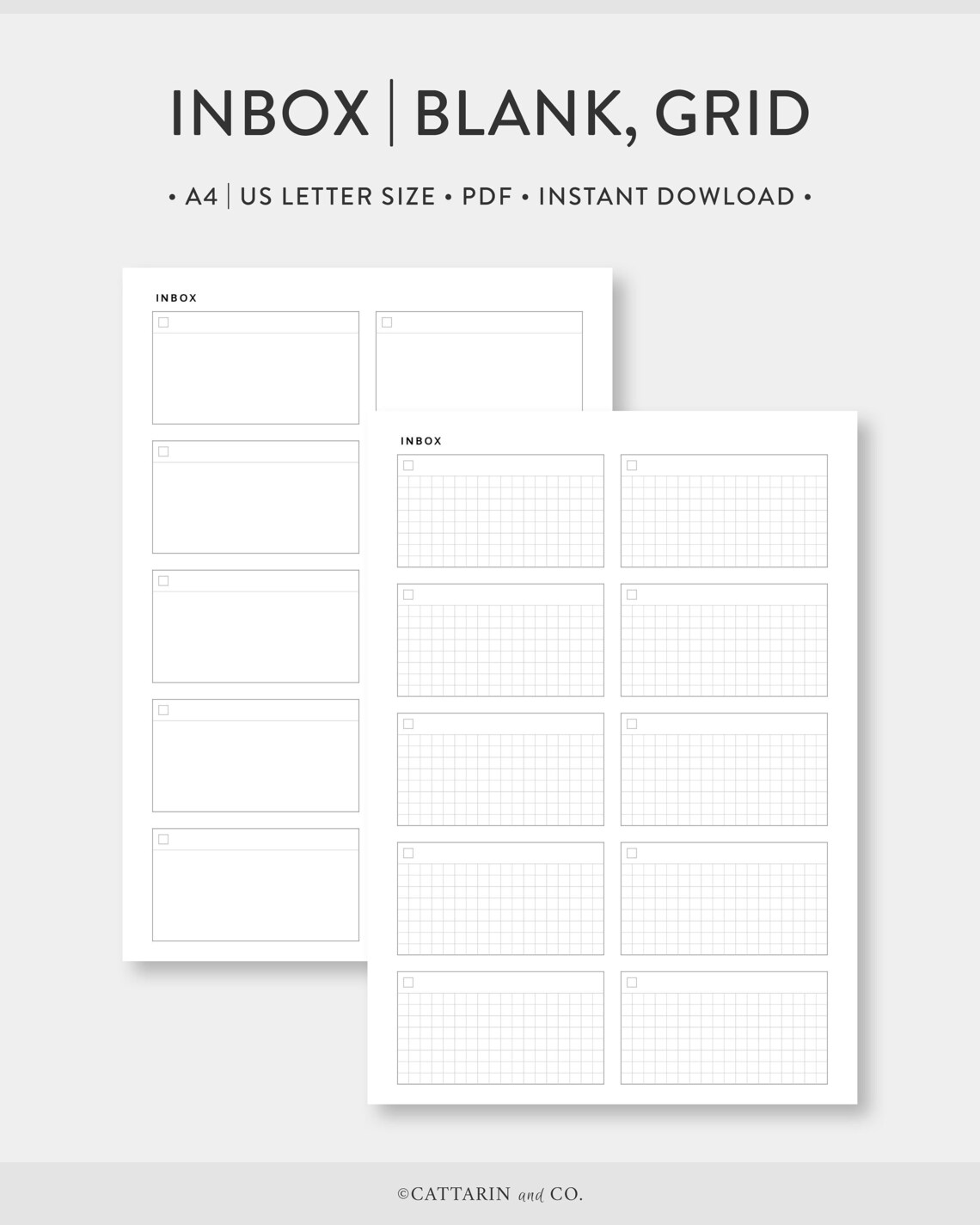 A4 | US Letter, Inbox Dashboard Printable | Blank, Grid Layout | Inbox ...