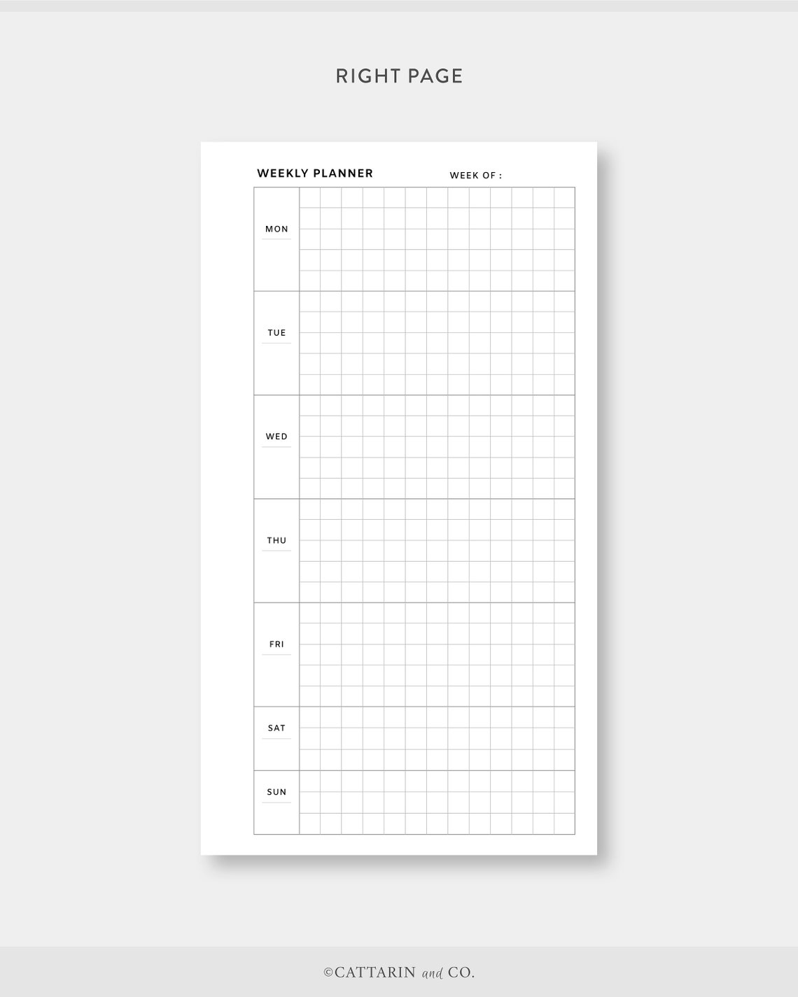 Personal, Undated Weekly Planner Grid Paper Week on Two Pages WO2P 5x5 ...