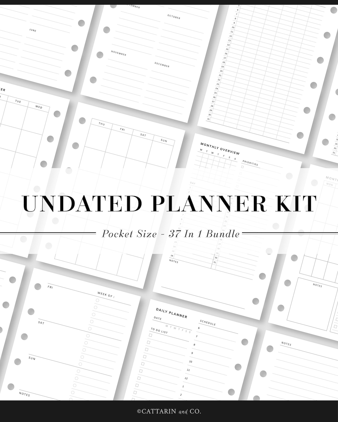 Pocket, Undated Planner Bundle | Printable Planner Kit | Yearly ...