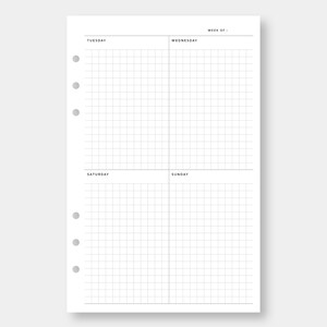 Half Letter, Weekly Planner Printable | Vertical Grid | Week on Two ...