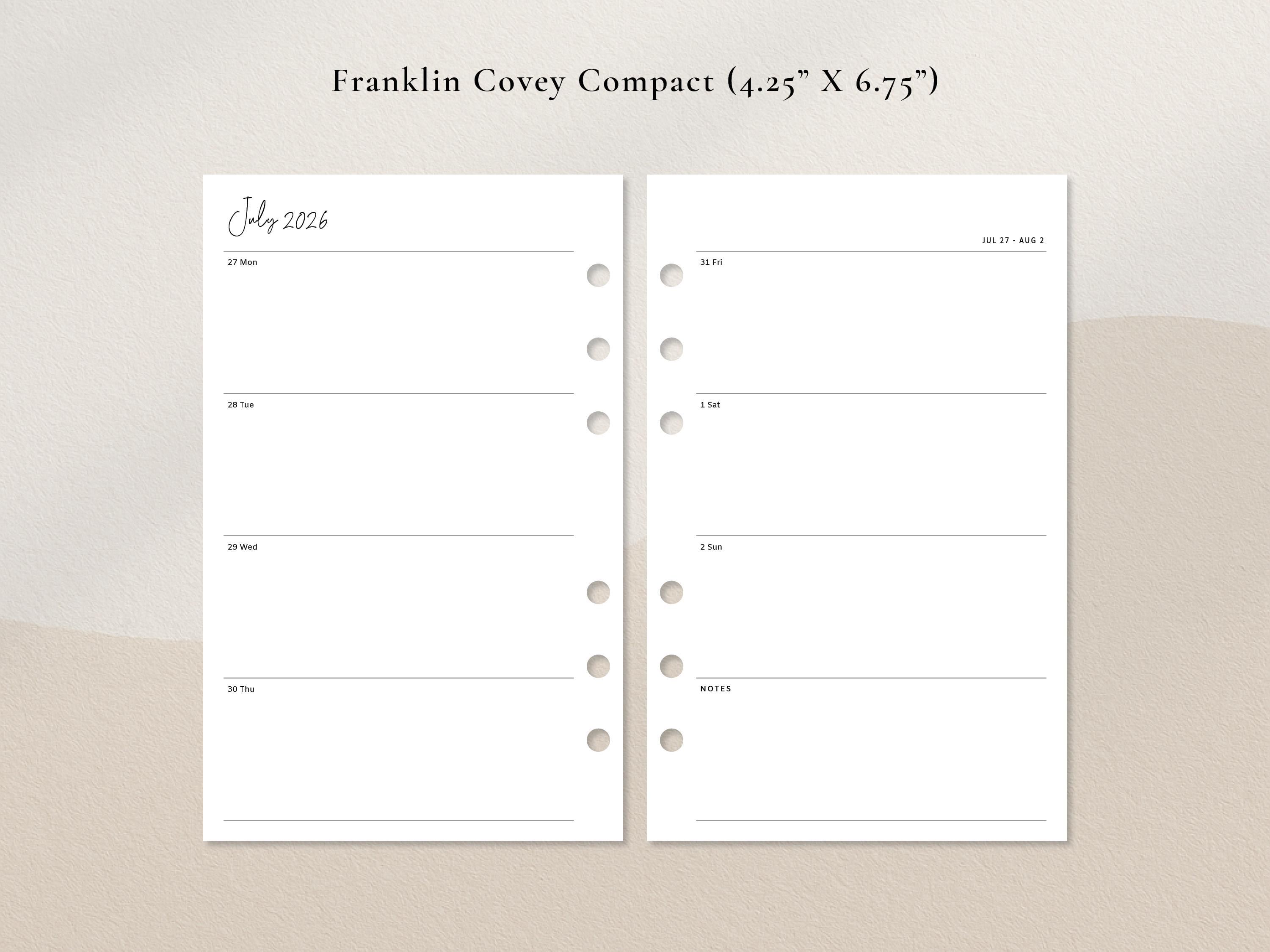 2026-2027 Weekly Planner Printable | Week on Two Pages | A4, A5, US ...