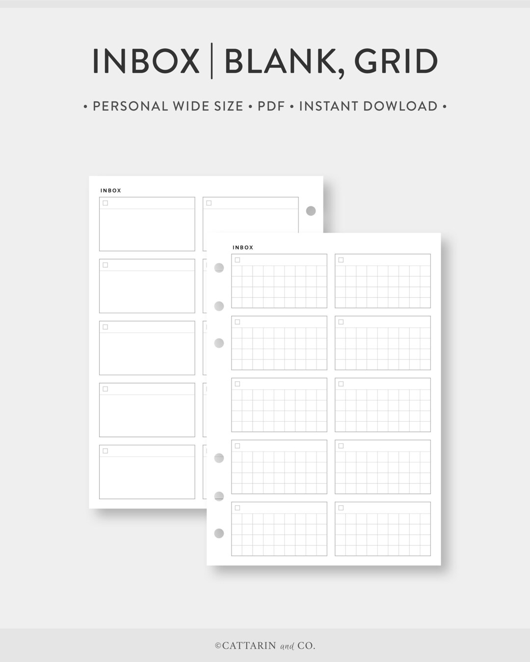 Personal Wide, Inbox Dashboard Printable | Blank, Grid Layout | Inbox ...