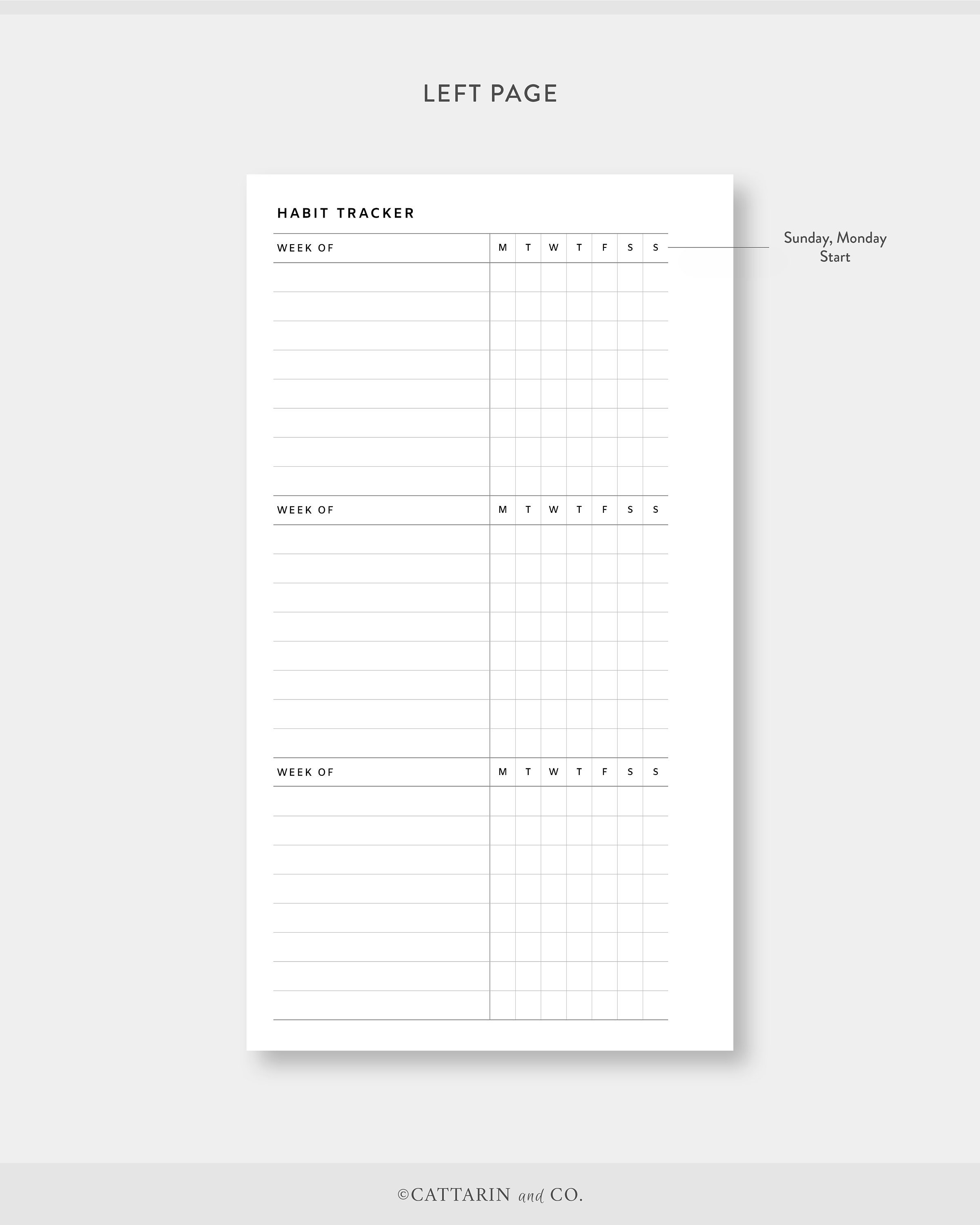 Personal, Weekly Habit Tracker Printable Routin Track Simple Minimal ...