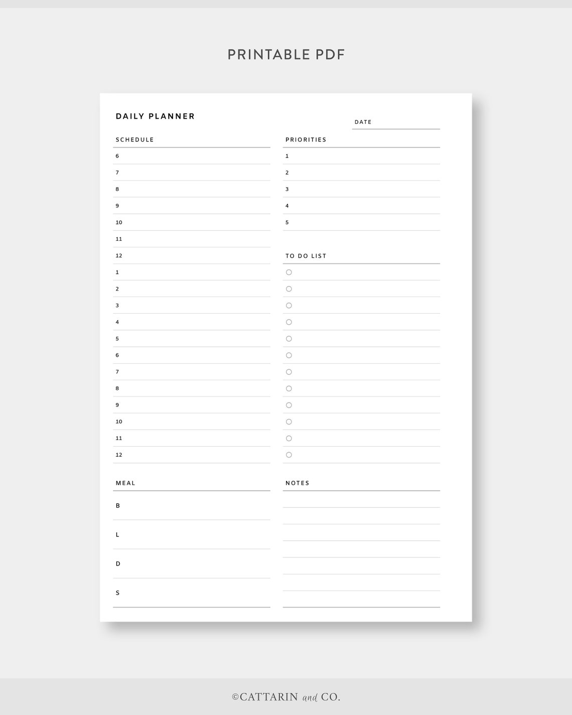 A5, Daily Planner Printable Fillable , Editable Day on One Page Undated ...