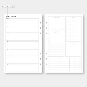 Half Letter, Weekly Planner Printable | Week on Two Pages | Weely Habit ...