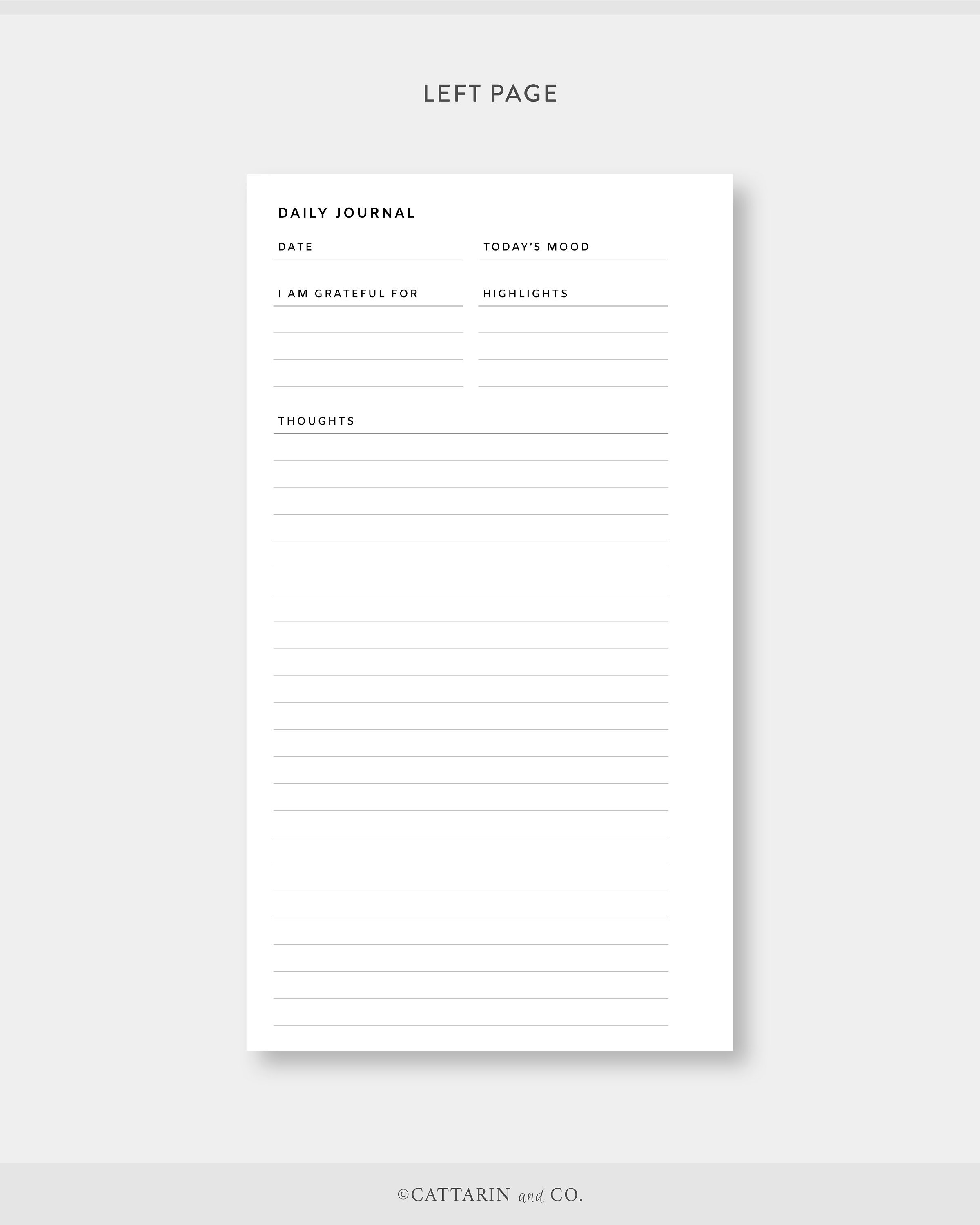 Personal Daily Journal Printable Lined Daily Diary Template - Etsy