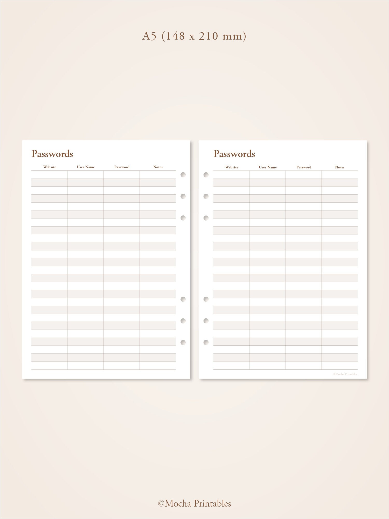 Password Tracker Printable Password Log Password Keeper A4, A5, US ...