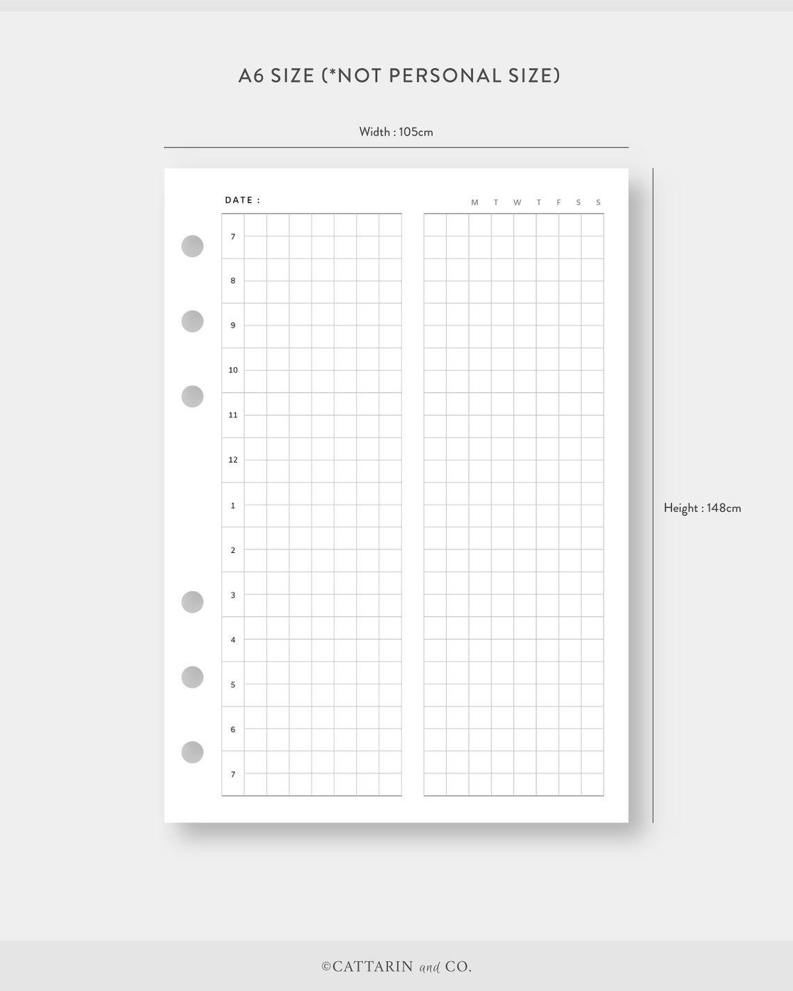 A6 Daily Planner Printable Grid Notes Day on One Page - Etsy