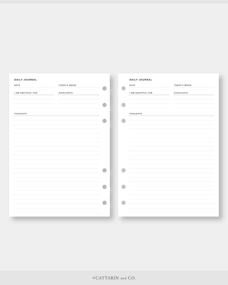 Personal Wide, Daily Journal Printable | Lined Daily Diary Template ...
