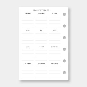 Pocket, Yearly Overview Printable | Year at a Glance | Annual Planner ...