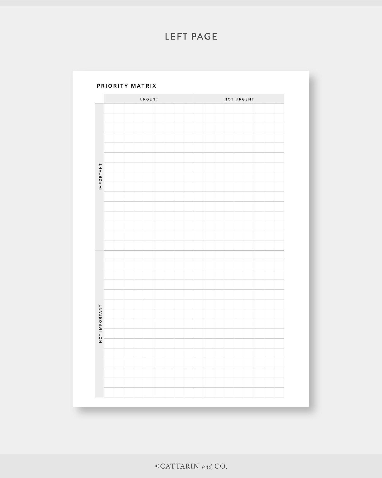 Personal Wide Priority Matrix Printable Urgent Important - Etsy