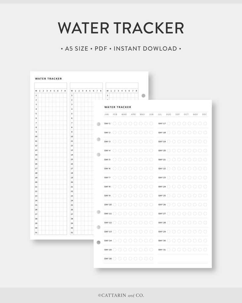 A5, Water Tracker Printable Quarterly, Monthly Tracker - Etsy