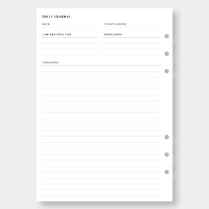 A5, Daily Journal Printable | Lined Daily Diary Template | Undated ...