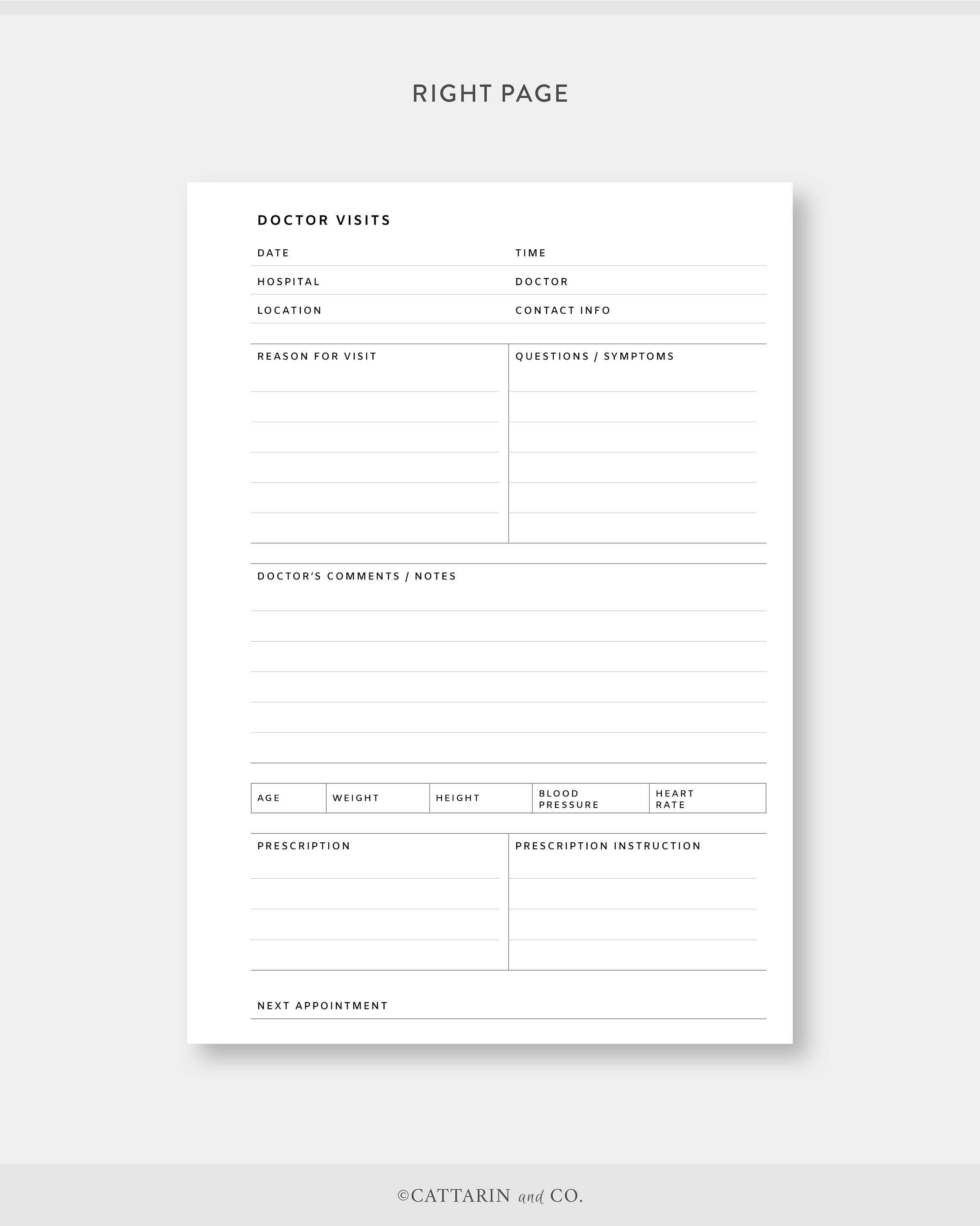 Personal Wide, Doctor Visits Printable | Doctor Visit Log, Medical ...
