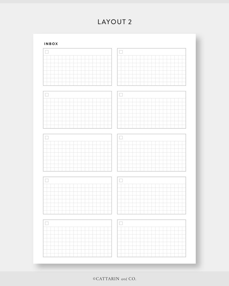 A4 | US Letter, Inbox Dashboard Printable | Blank, Grid Layout | Inbox ...