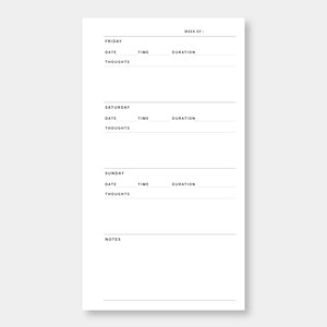 Personal, Meditation Log Weekly Week on Two Pages Undated Template ...