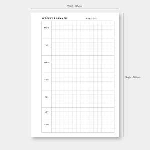 A6, Undated Weekly Planner Grid Paper | Week on Two Pages | WO2P 5x5 ...