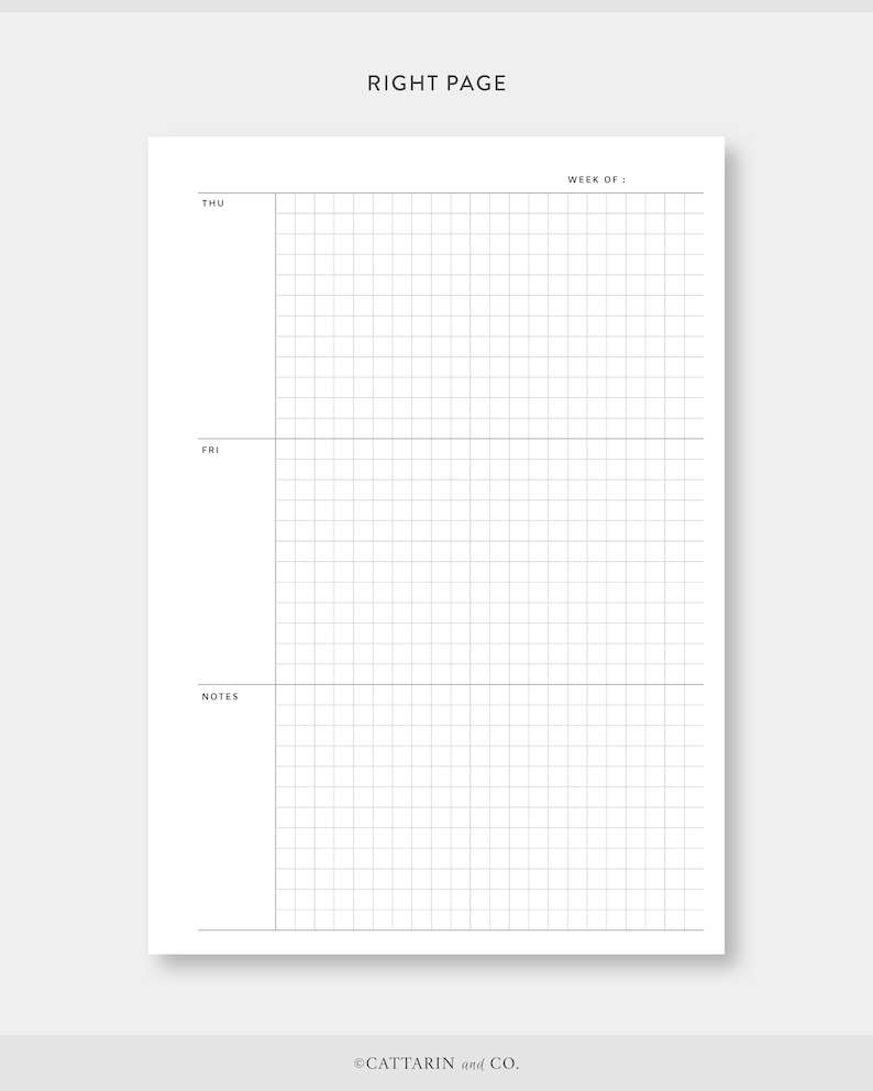 A5, 5 Days Weekly Planner Printable Monday - Friday, Grid | Week on Two ...