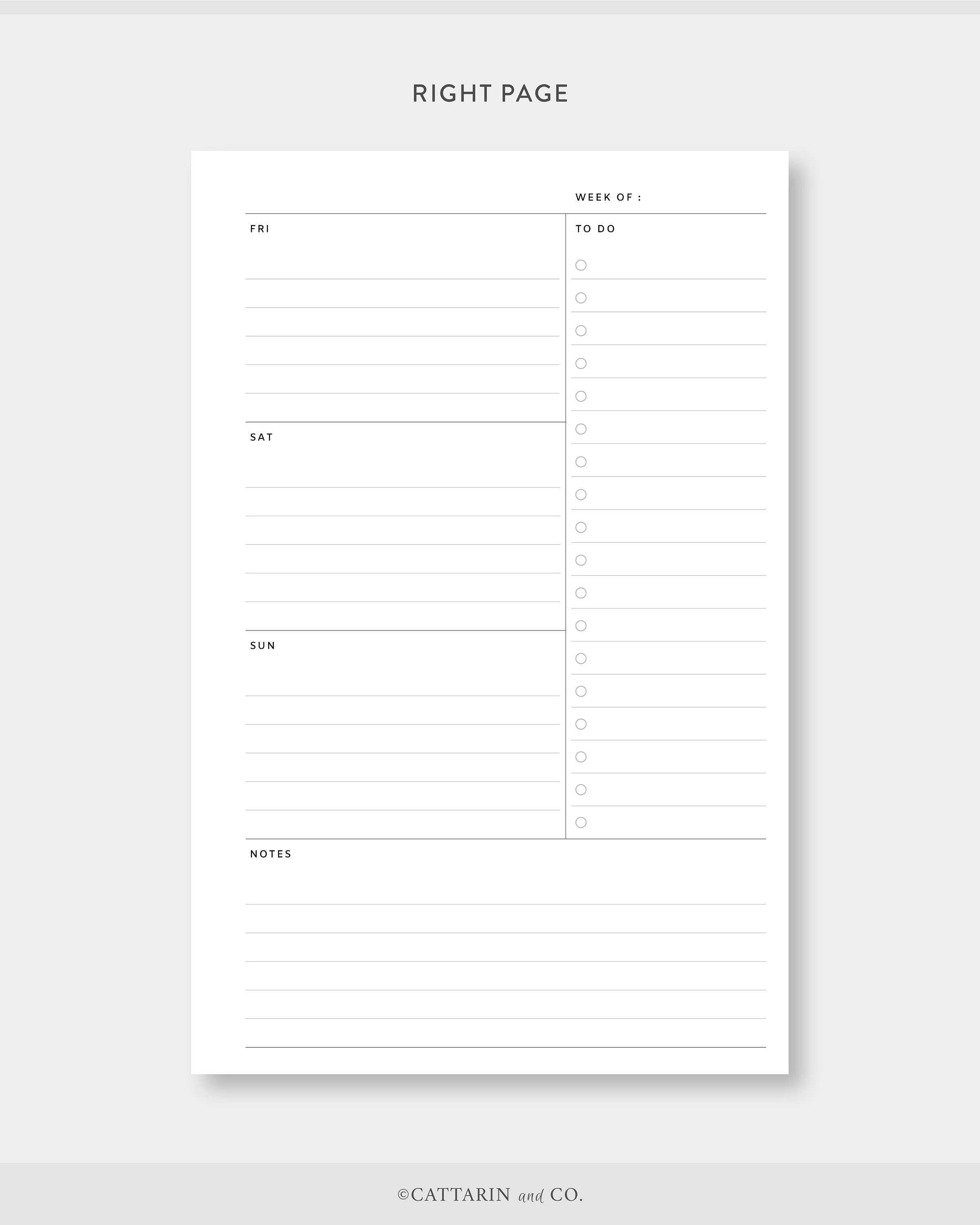 Half Letter, Weekly Planner Printable | Week on Two Pages | Effective ...