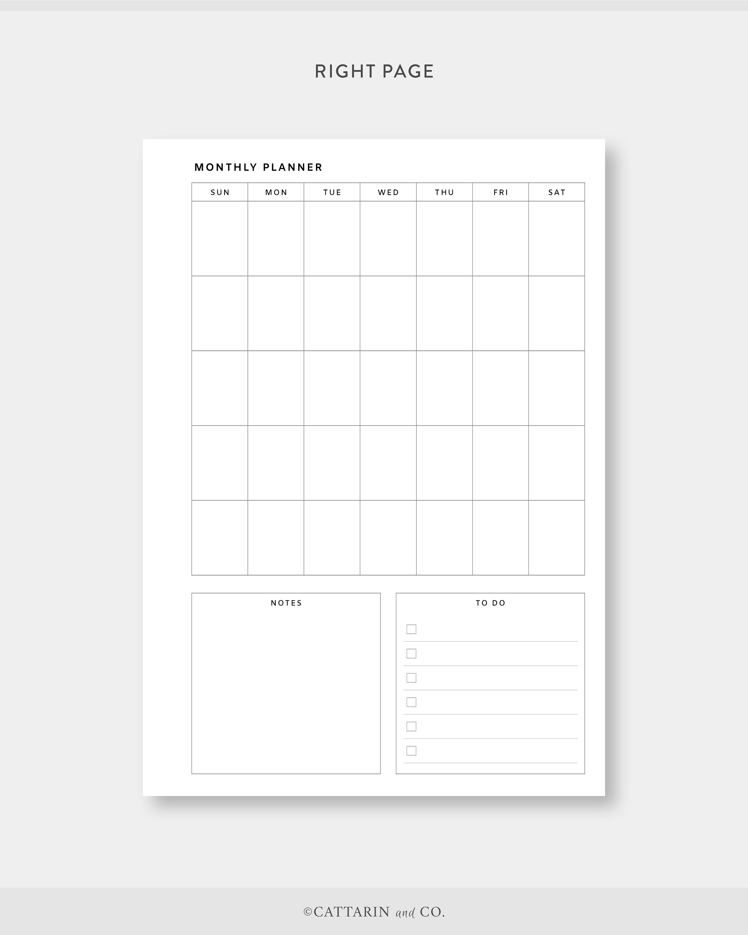 Personal Wide, Undated Monthly Planner Printable Month on One Page ...
