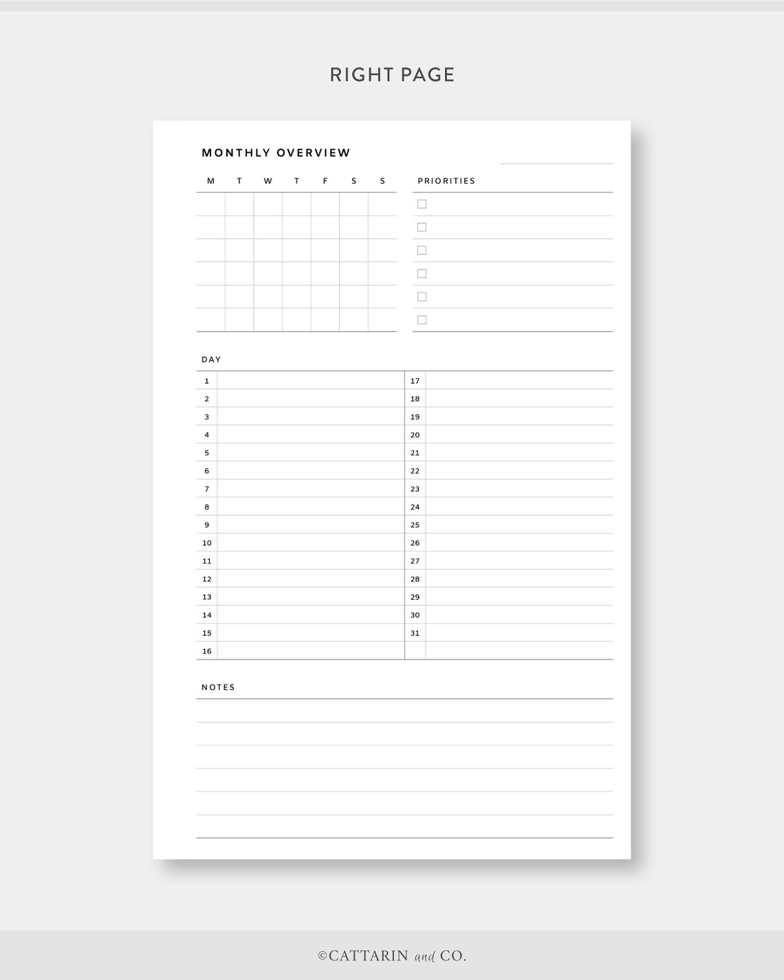 Half Monthly Overview Printable Month At a Glance Month | Etsy