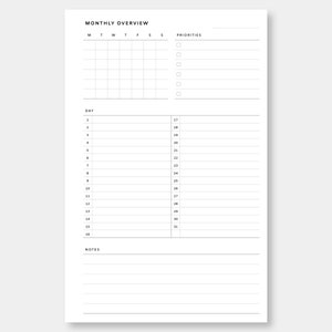 Half, Monthly Overview Printable | Month at a Glance | Month on One ...