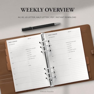 Weekly Overview Planner | Printable Weekly Layout PDF | A4, A5, US ...