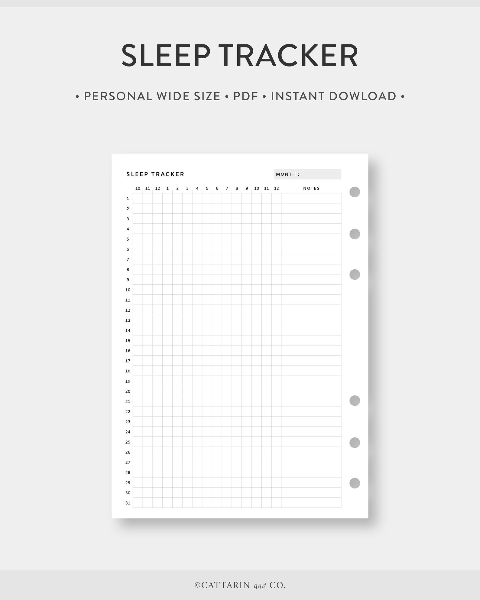 Personal Wide Sleep Tracker Printable Monthly Sleep Log - Etsy