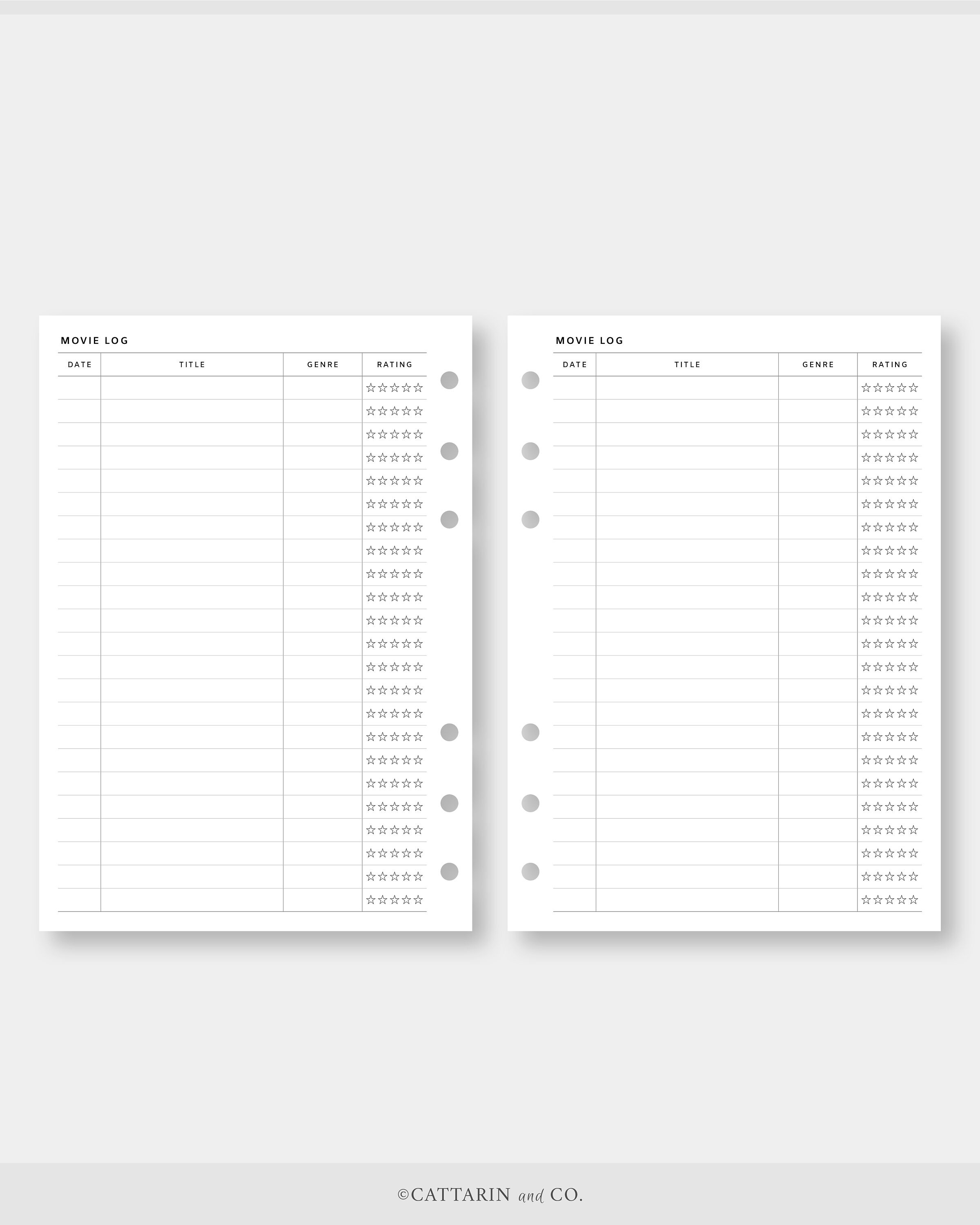 Personal Wide, Movie Log Printable | Movies to Watch | Movie Tracker ...