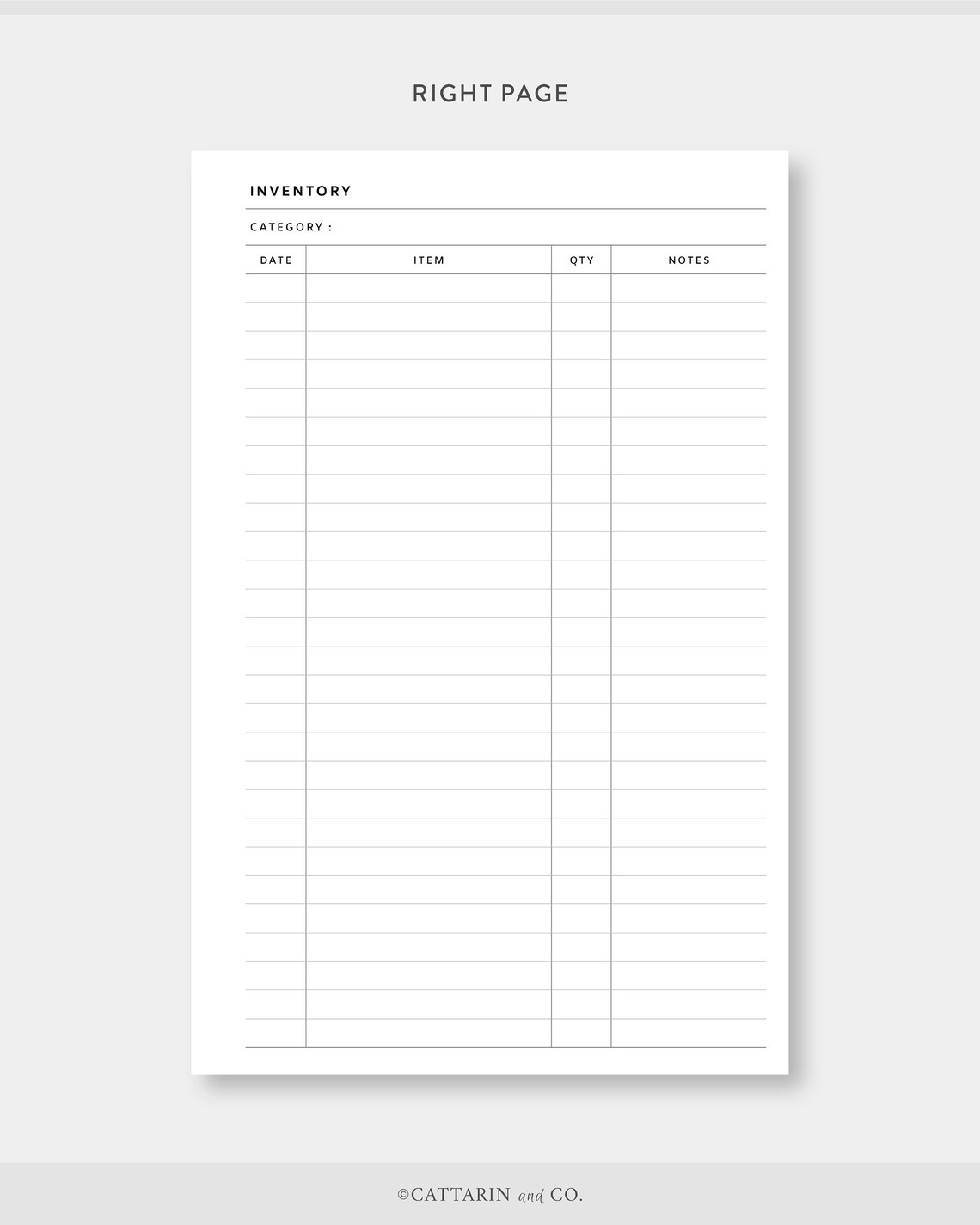 Half Letter, Inventory Tracker Printable Inventory Log List Vertical ...