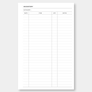 Half Letter, Inventory Tracker Printable | Inventory Log List Vertical ...