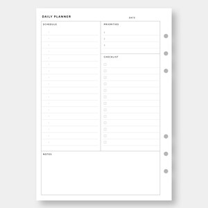 A5, Daily Planner Printable | Day on One Page | Undated Simple Template ...