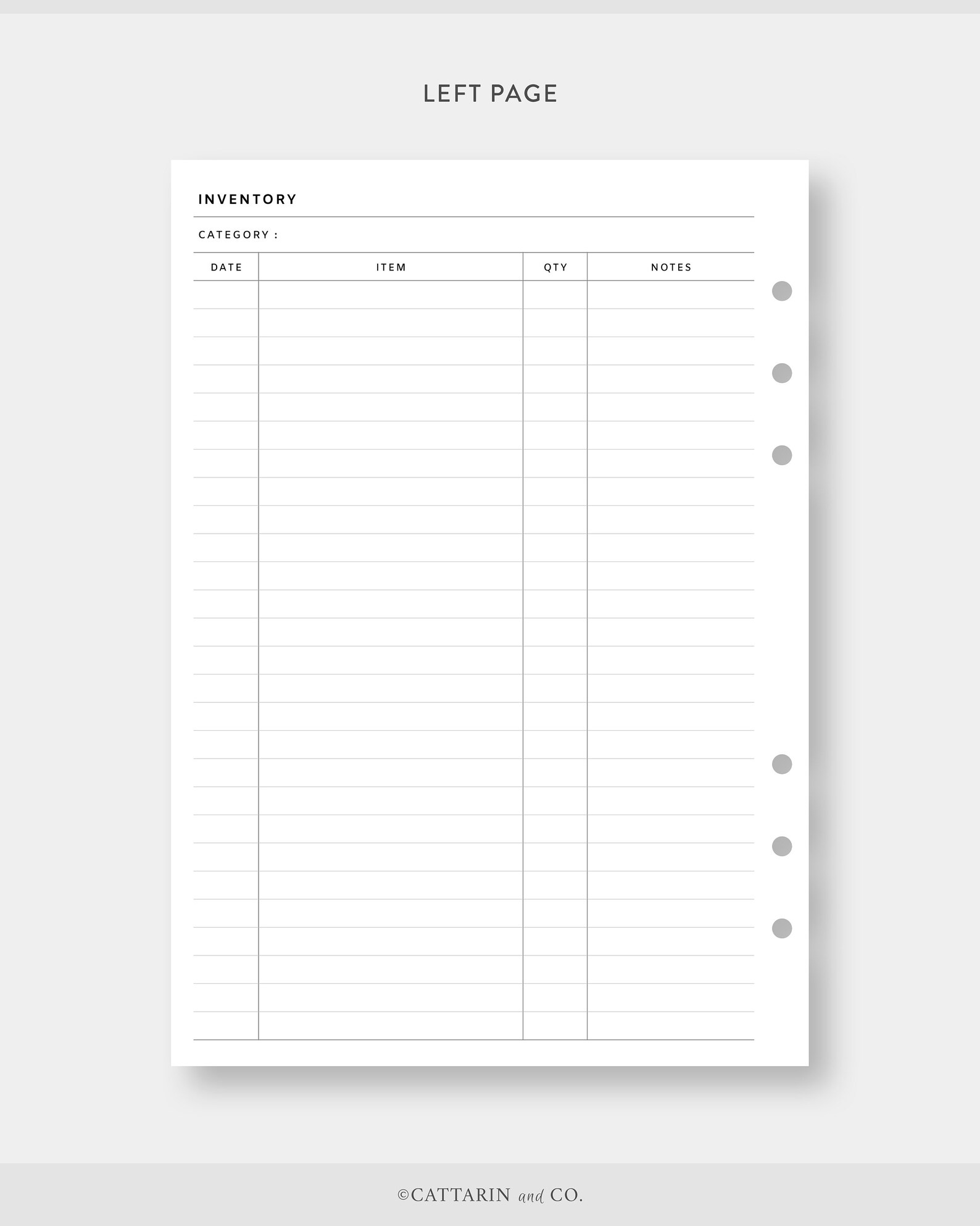 A5, Inventory Tracker Printable | Inventory Log List Vertical Business ...