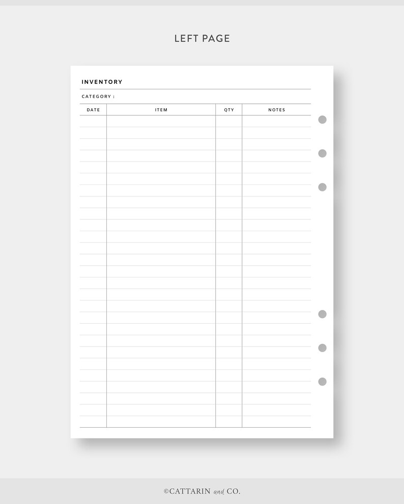 A5, Inventory Tracker Printable | Inventory Log List Vertical Business ...