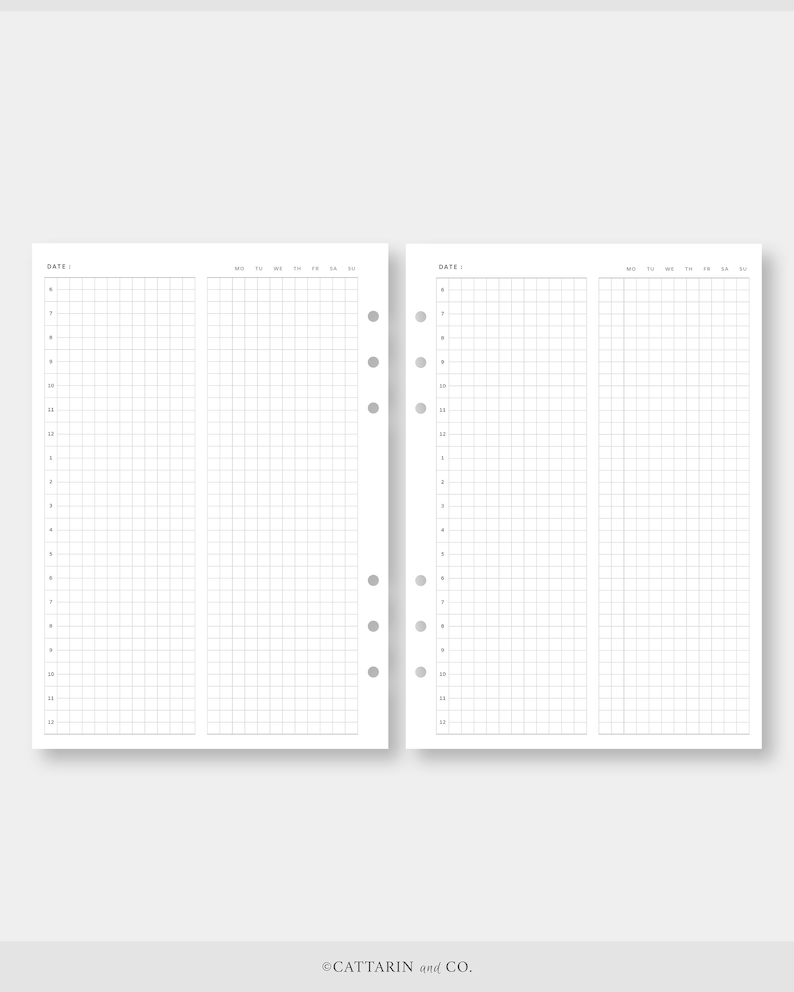 A5, Daily Planner Printable, Grid Notes Day on One Page Undated Simple ...
