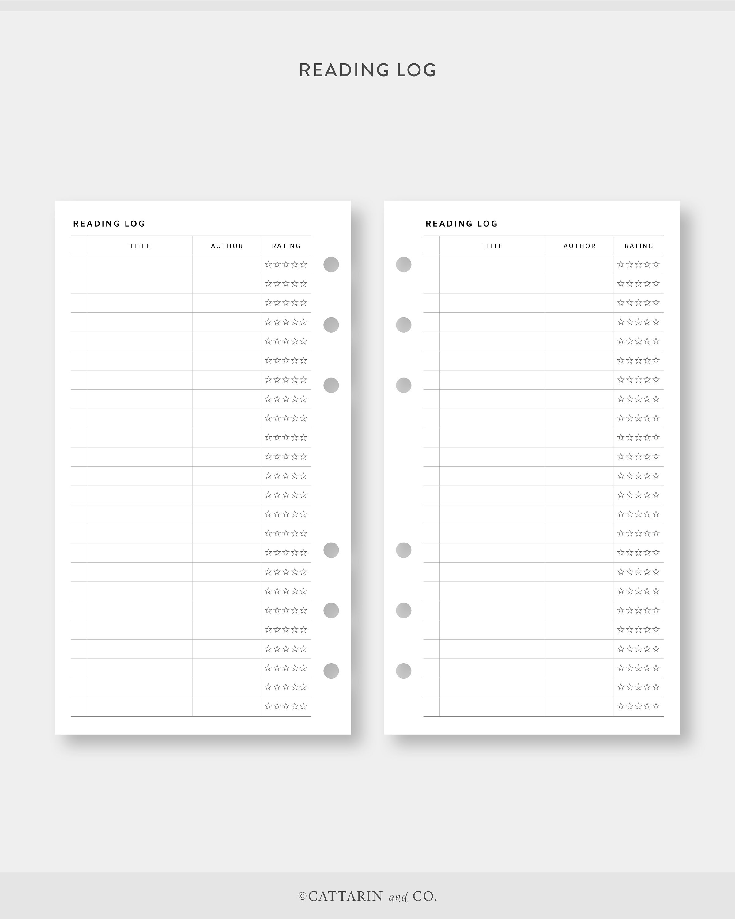 Personal, Reading Journal, Log Printable Set | Book Review, List ...