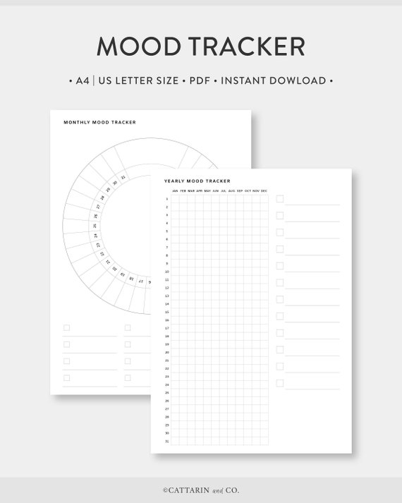 A4 US Letter Mood Tracker Printable Monthly Yearly Mood - Etsy India
