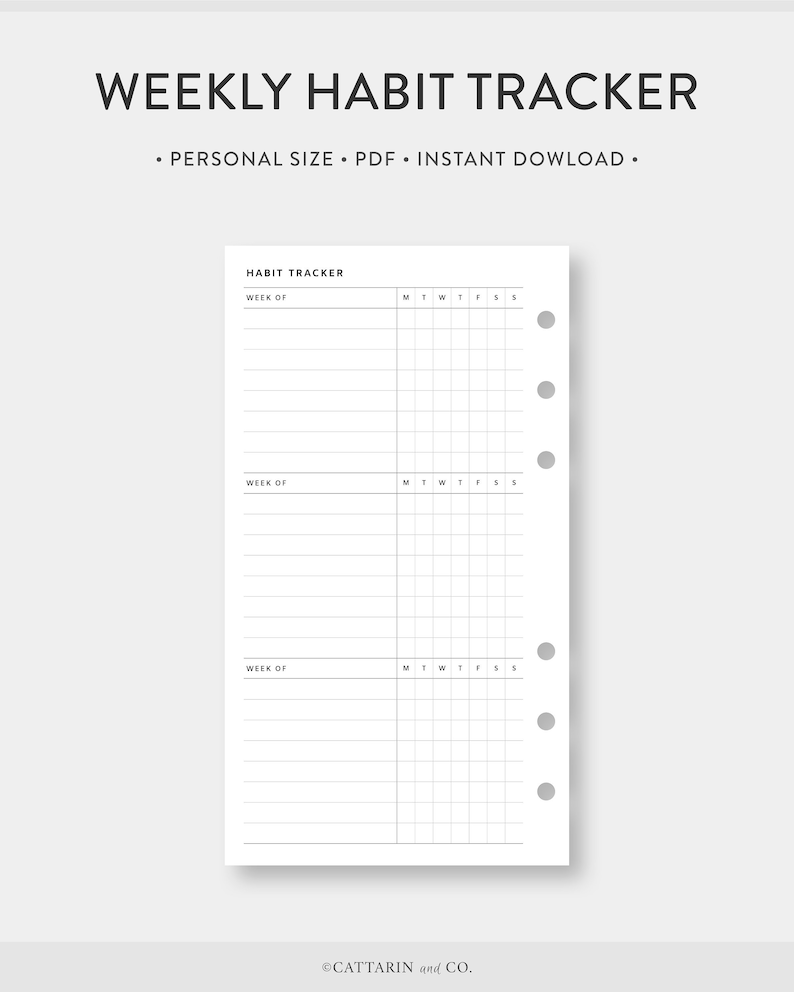 Personal, Weekly Habit Tracker Printable | Routin Track | Simple ...