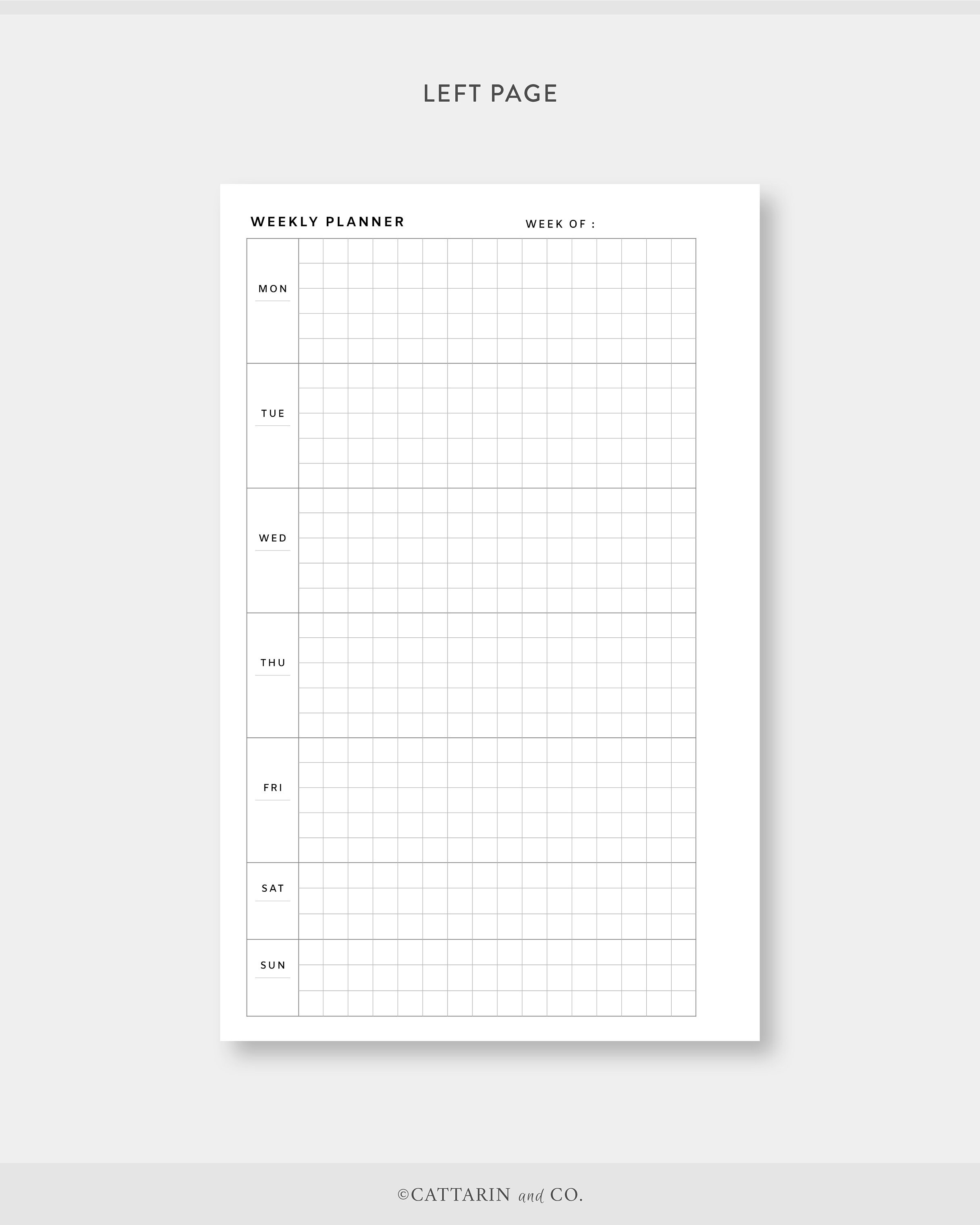 FC Compact Undated Weekly Planner Grid Paper Week on Two - Etsy