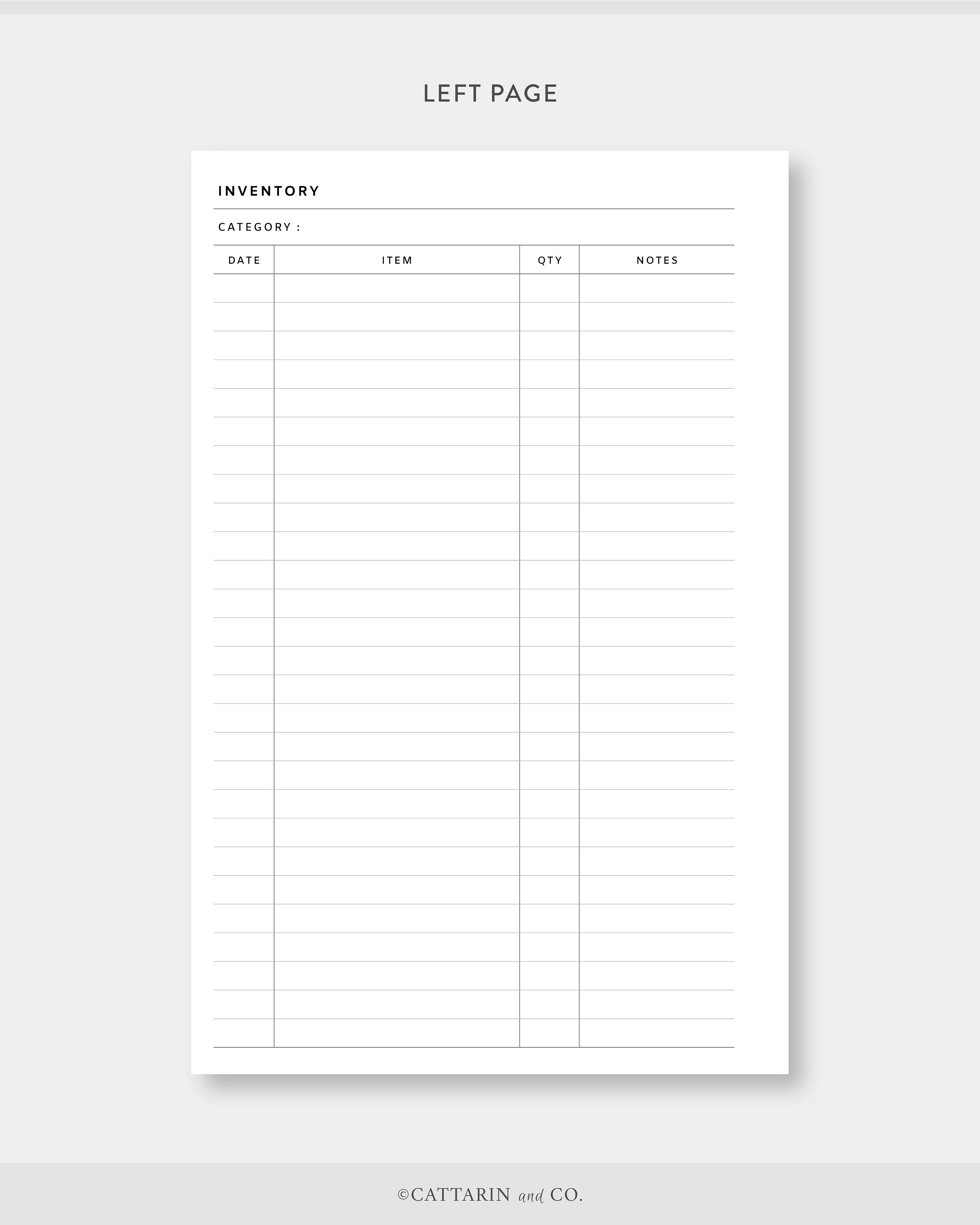 Half Letter, Inventory Tracker Printable Inventory Log List Vertical ...