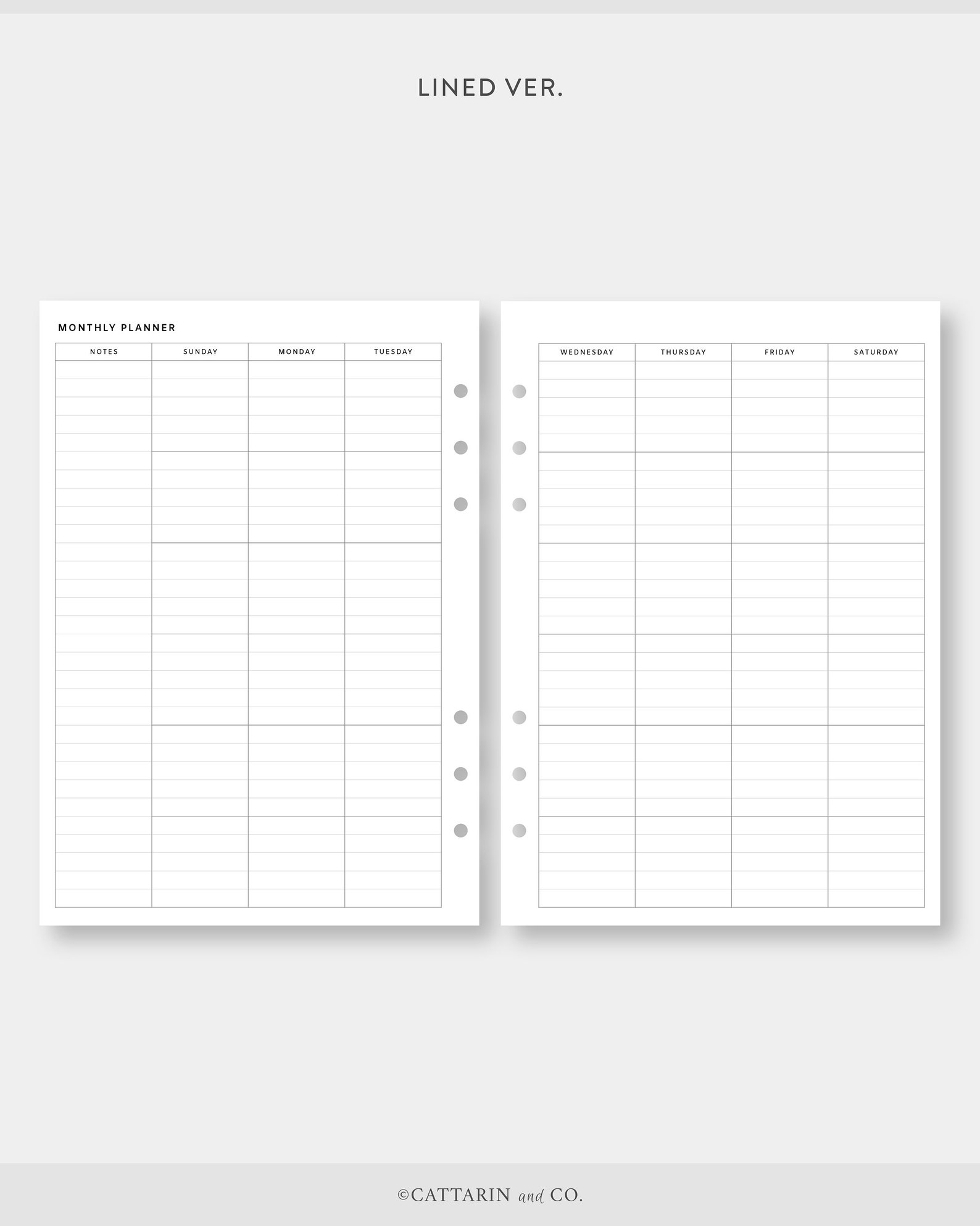 A5, Minimalist Monthly Planner Printable Calendar | Month on Two Pages ...