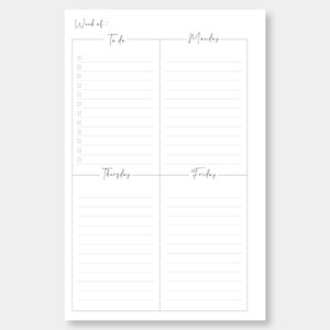 Half, Weekly Planner Printable | Week on Two Pages Wo2p | Undated ...