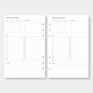 Half, Monthly Overview Printable | Month at a Glance | Month on One ...