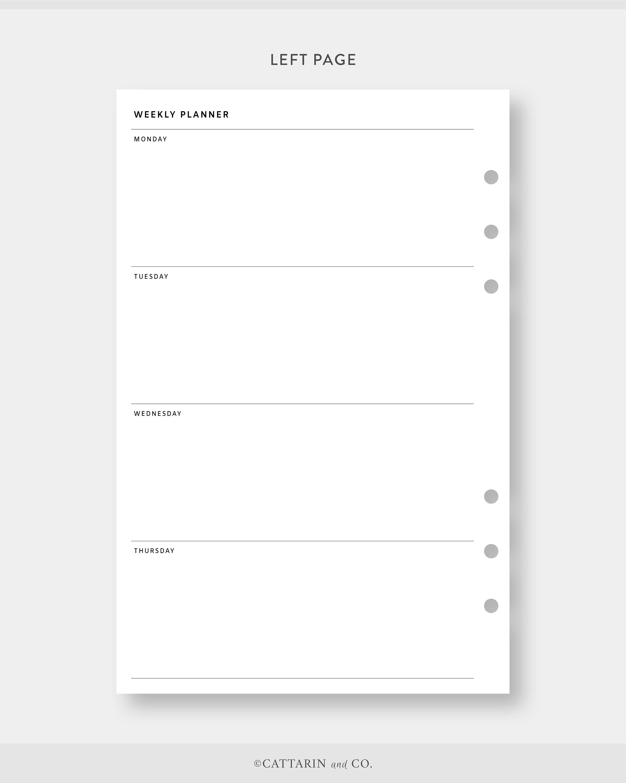 Half Letter, Weekly Planner Printable | Week on Two Pages | Undated ...