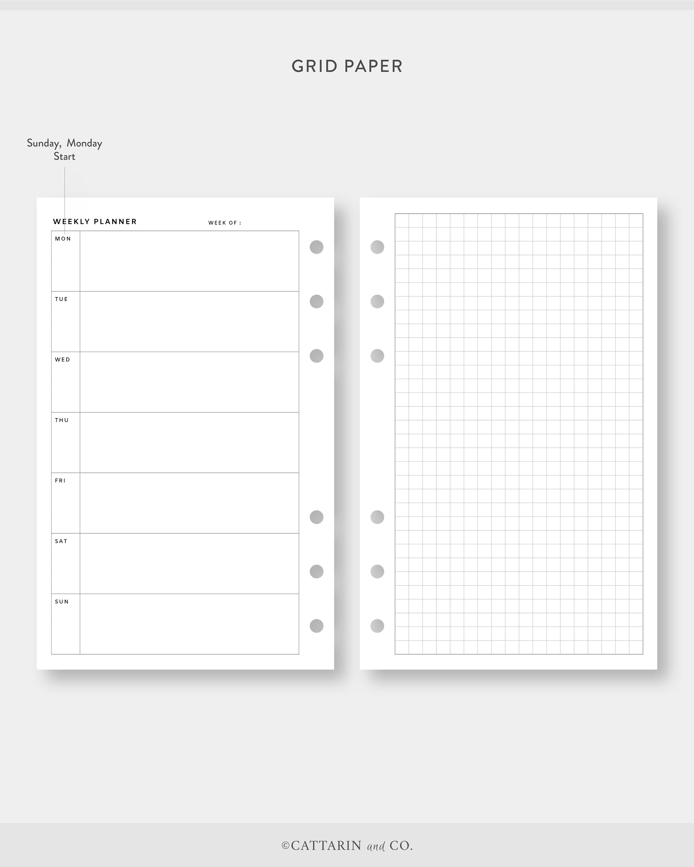 FC Compact, Weekly Planner Printable Grid Paper | Week on Two Pages ...
