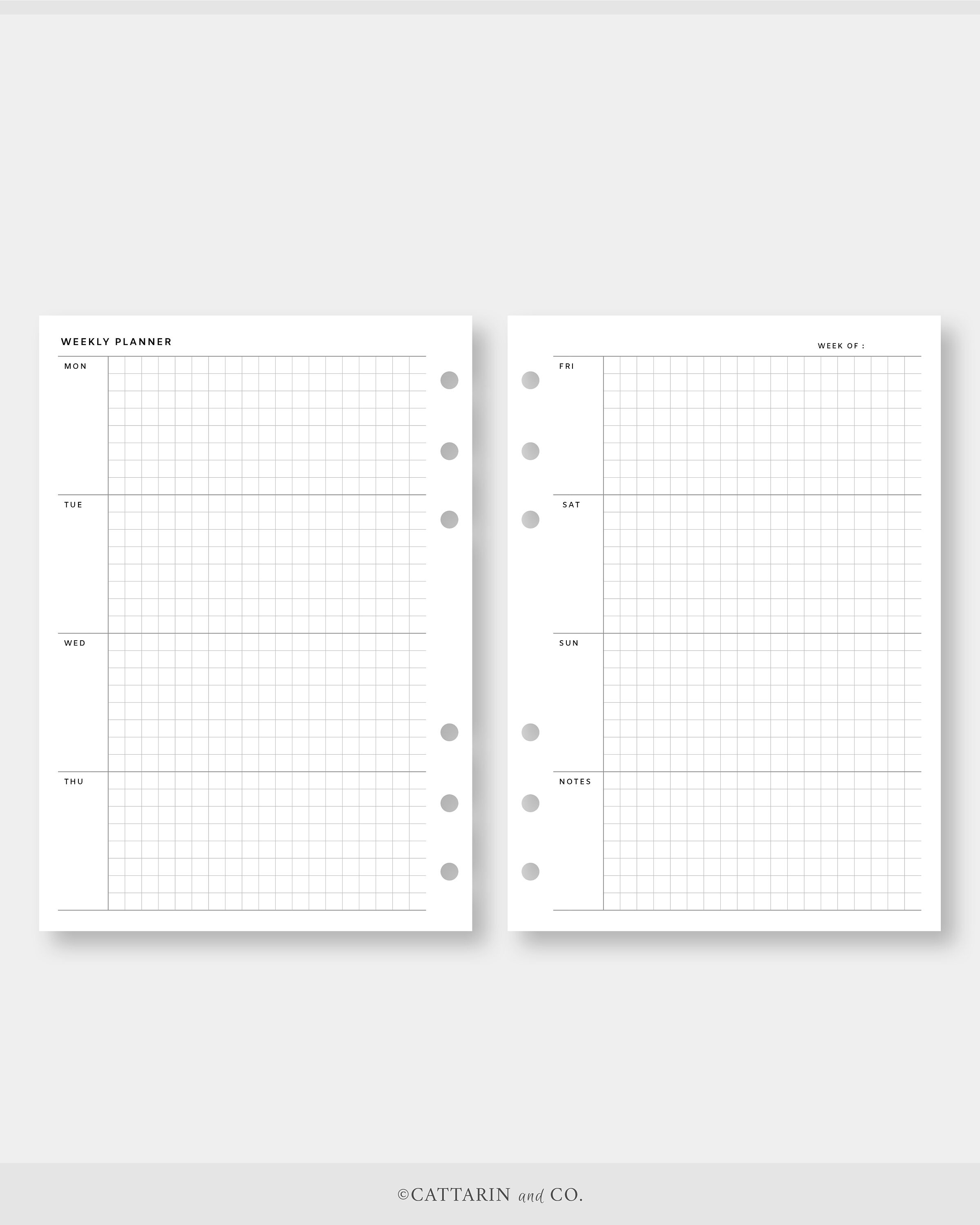 Personal Wide, Weekly Planner Printable Grid | Week on Two Pages ...
