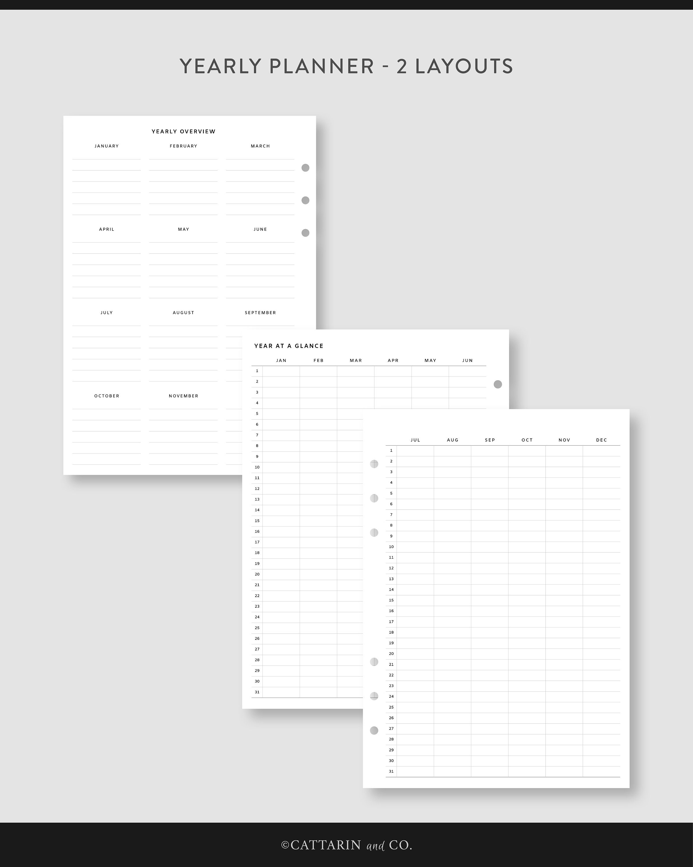 A5, Undated Planner Bundle | Printable Planner Kit | Yearly, Monthly ...